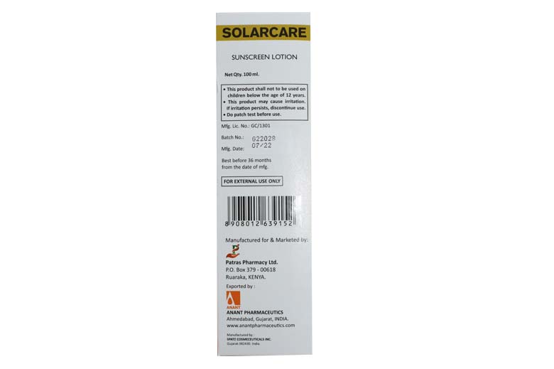 Solarcare Sunscreen Lotion SPF 50 100ml